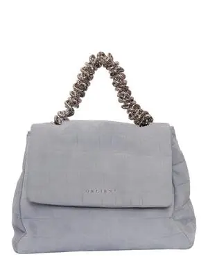 CLAUDIO ORCIANI Croc Effect Handbag With Chain Detail - Blue