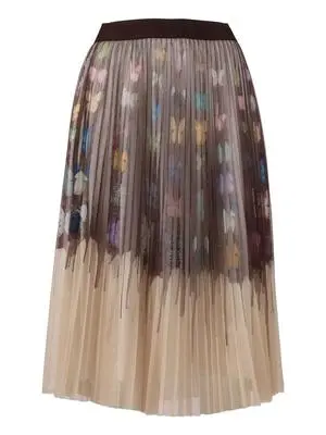 Monnalisa Paneled Pleated Skirt With Butterfly Print - Red