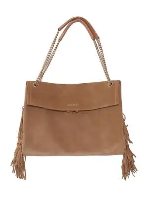CLAUDIO ORCIANI Suede Fringe Shoulder Bag With Chain Straps - Red