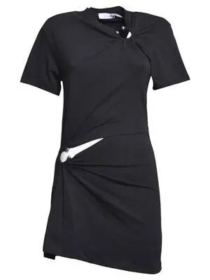 Rabanne Black Metal Embellished Asymmetrical T-shirt Dress - Nero