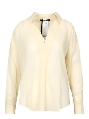 PENNY BLACK Cotton Voile Blouse With V-neck And Dropped Shoulders - Ivory