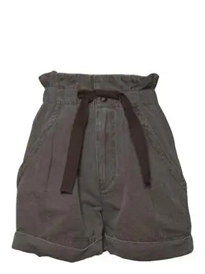 MARANT ETOILE Elasticated Waist Paper Bag Waist Shorts - Marrone