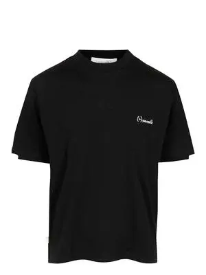 PEOPLE Cotton Jersey Crewneck T-shirt With Embroidered Logo - Black