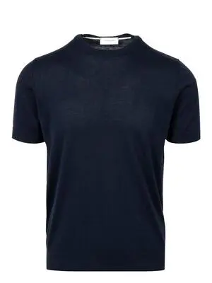 PAOLO PECORA Crew Neck Short Sleeve Sweater - Blue