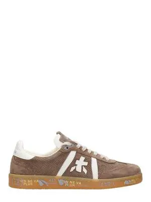 Premiata Suede Leather Sneakers With Micro-perforated Pattern And Embossed Logo - Brown