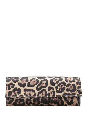 CASTAGNA Leopard Print Opaque Satin Clutch With Metal Chain Strap - Leopardato