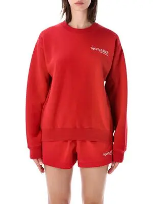 SPORTY & RICH Crewneck Sweatshirt With Graphic Print - Ruby White