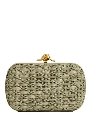 Bottega Veneta Leather Knot Minaudiere Clutch Bag - Grey