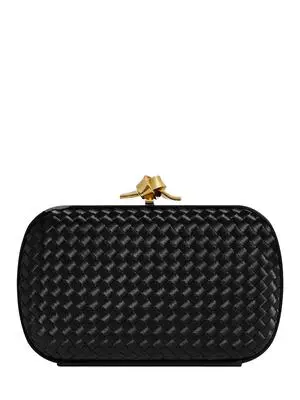 Bottega Veneta Satin Knot Minaudiere Clutch Bag - Black