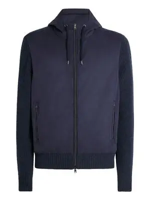 Herno Wool Blend Zip-up Hybrid Jacket - Blue