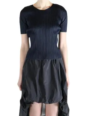 PLEATS PLEASE BY ISSEY MIYAKE Short Sleeve Pleated Top - Black