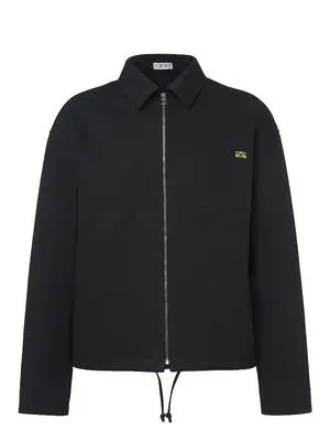 Loewe Logo Embroidered Cotton Jacket - Blue