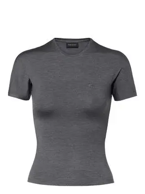 Gucci Double G Silk-blend T-shirt - Grey