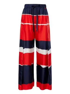 Loewe Printed Silk Twill Wide-leg Pants - Red