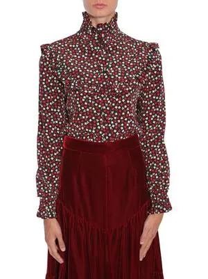 Saint Laurent Stand Up Collar" Blouse - Black