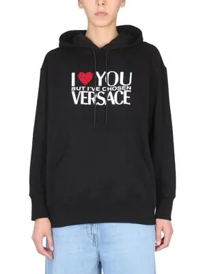 Versace I Love You" Logo Hoodie - Black