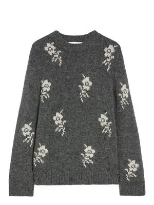 JIL SANDER Floral Patterned Crew Neck Jumper - Grey