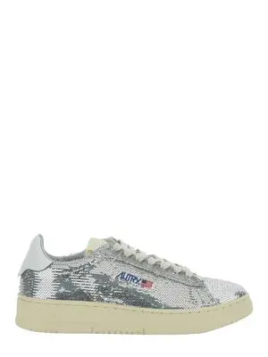 AUTRY Flash" Sequin Lace-up Sneakers - Silver