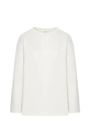 Max Mara Crewneck Cotton Sweatshirt With Embossed Logo - White