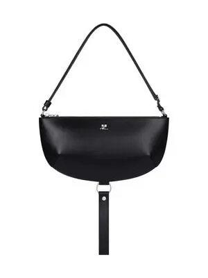COURREGES Leather Half-moon Shoulder Bag - Black