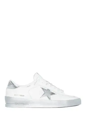 GOLDEN GOOSE Golden Goose Stardan Leather Sneakers With Metallic Finish And Star Patch Silver