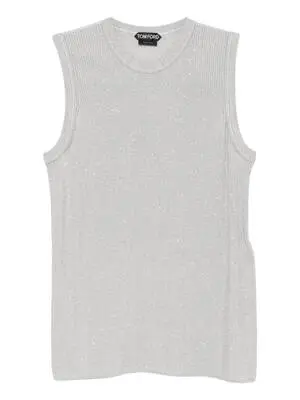 TOM FORD Sleeveless Sequin Crewneck Top - Silver
