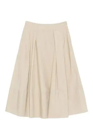 Woolrich Cotton Pleated A-line Skirt - Beige