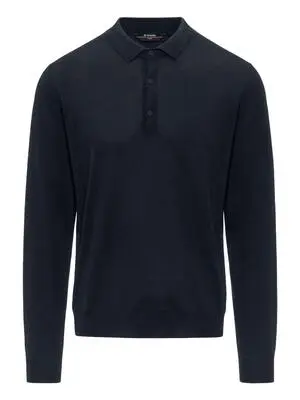 K-WAY Rey Merino Wool Blend Polo Sweater - Blue