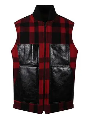 Junya Watanabe Mackinaw Wool And Leather Vest - Multi