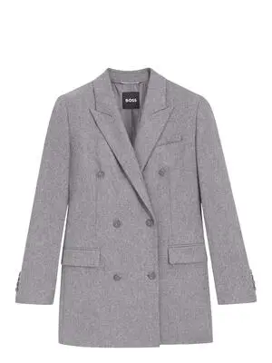 BOSS Double-breasted Blazer With Notched Lapels - Grey