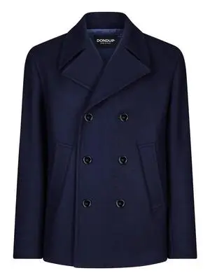 DONDUP Double Breasted Notched Lapel Jacket - Blue