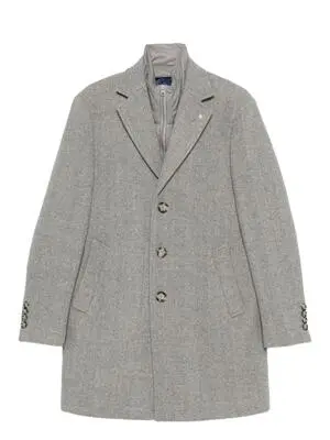 MANUEL RITZ Wool Coat With Herringbone Pattern - Grey