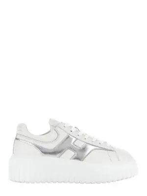 Hogan H-stripes Leather Lace-up Sneakers - Silver