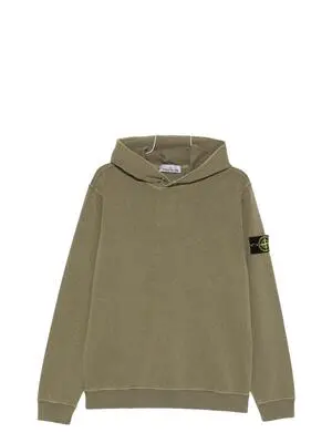 Stone Island Logo Cotton Hoodie - Green
