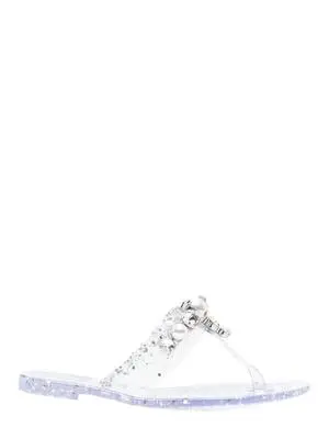 Casadei Embellished Thong Flat Sandals - Silver