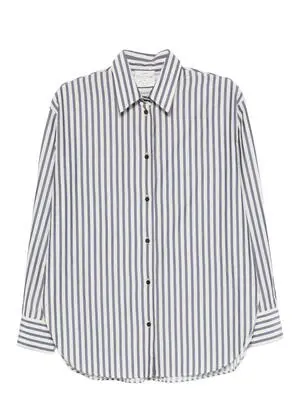 FORTE_FORTE Striped Cotton Blend Shirt With Classic Collar - Blue