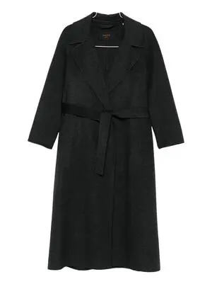 PALTO' Paola Wool Coat With Self-tie Belt And Notched Lapels - Grey