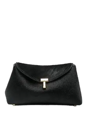 TOTEME Mini Leather Clutch With T-lock Closure - Black