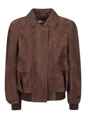 Loewe Suede Leather Bomber Jacket - Brown