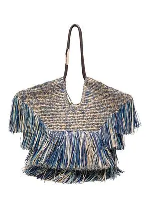 Zimmermann Goldentime Raffia Tote - Blue