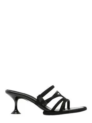 SERGIO ROSSI Suede Leather Heel Sandals - Black