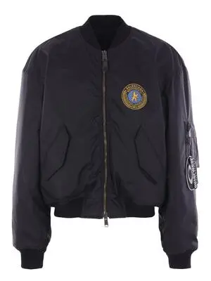 Balenciaga Embroidered Logo Bomber Jacket - Black
