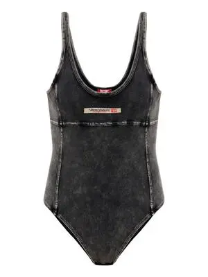 DIESEL® Diesel Cotton Bodysuit With Logo Patch Black
