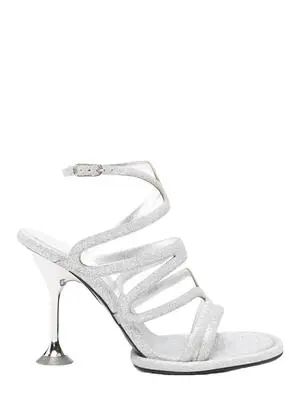 SERGIO ROSSI Glittered Heel Sandals - Silver