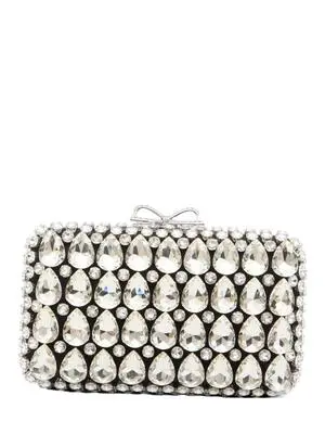 SELF-PORTRAIT Crystal Embellished Clutch With Chain Strap - Black