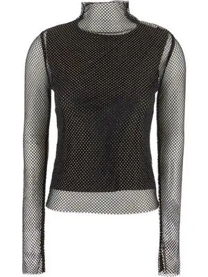 Sportmax High-neck Fishnet Top - Black