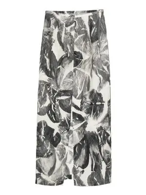 ALYSI Silk Printed Maxi Skirt - Black