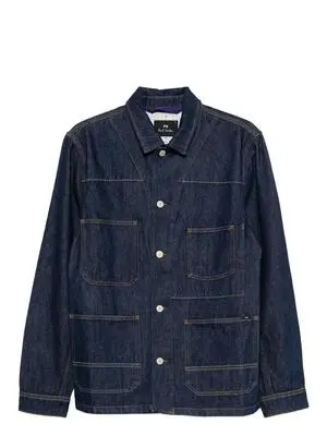 Paul Smith Denim Chore Jacket With Classic Collar - Blue