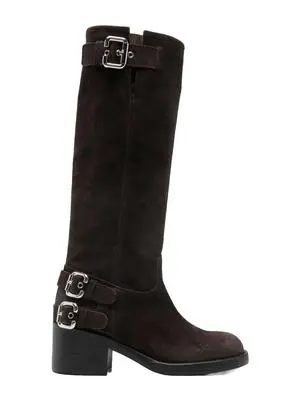 Chloé Chloé Dakota Buckled Block Heel Boots Brown