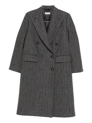 Alberto Biani Double-breasted Striped Wool Coat - Grey